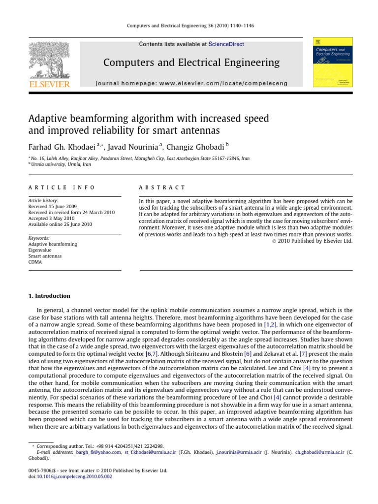 Adaptive Beamforming Algorithm With Increased Speed | PDF | Eigenvalues And Eigenvectors ...