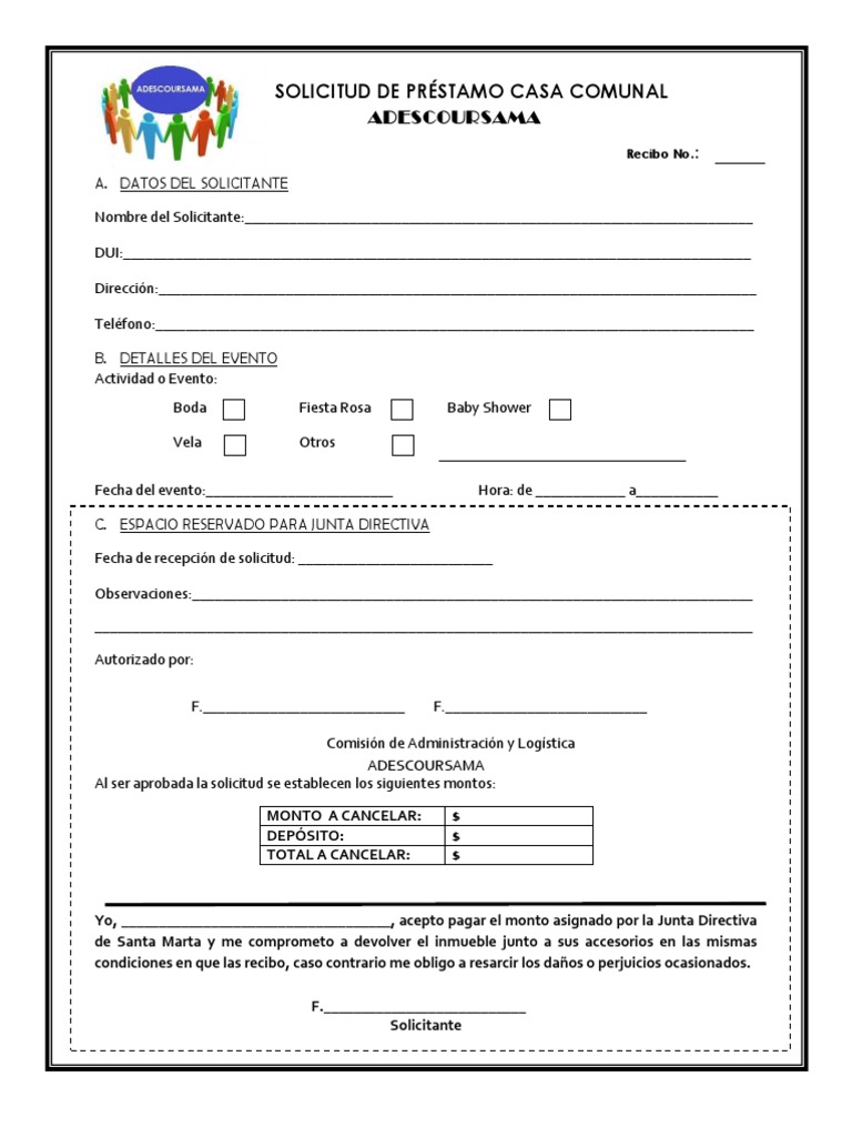 Solicitud de Préstamo Casa Comunal | PDF