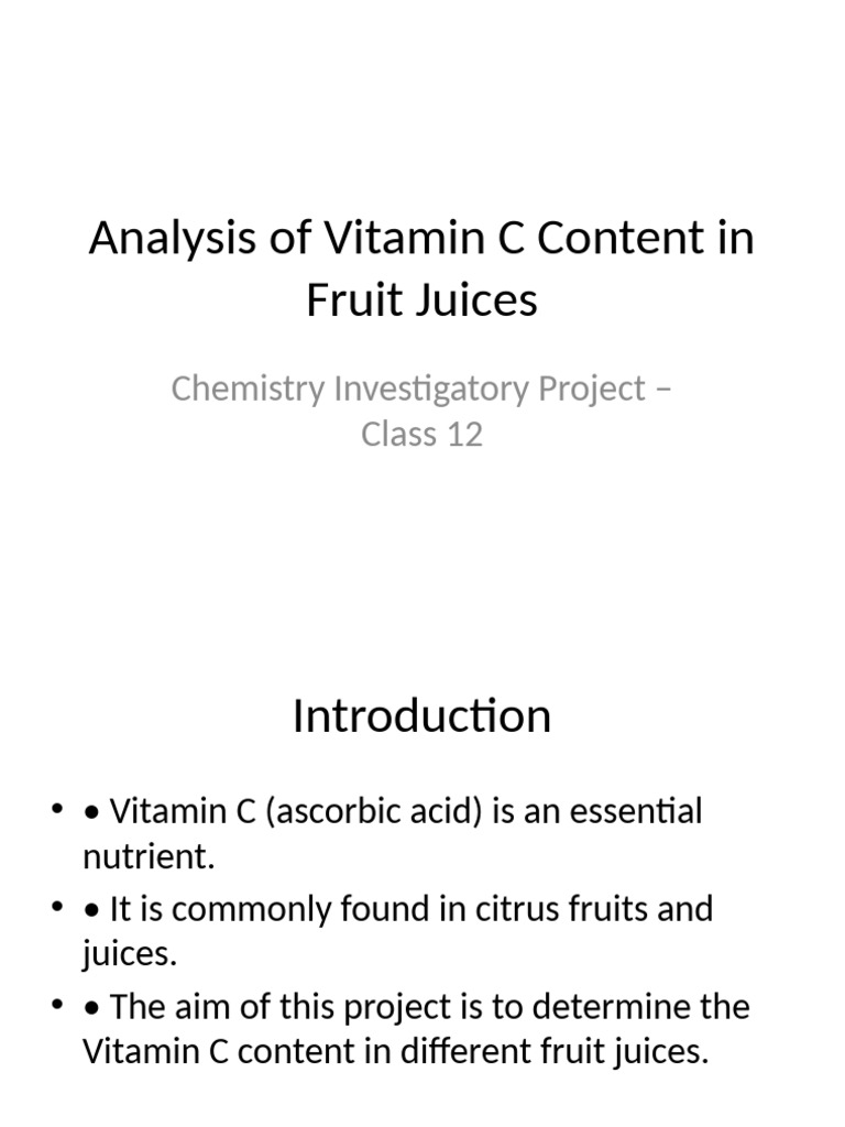 Vitamin C Analysis Project | PDF