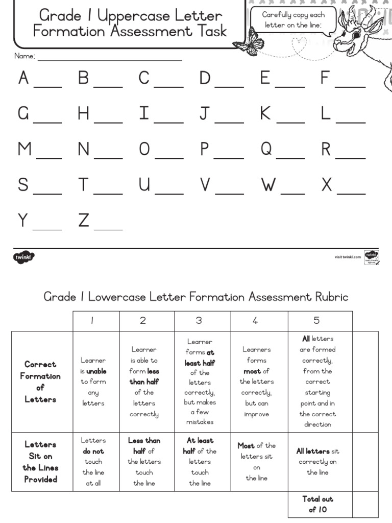 Za HL 1710328969 Grade 1 Uppercase Letter Formation Assessment Task and ...