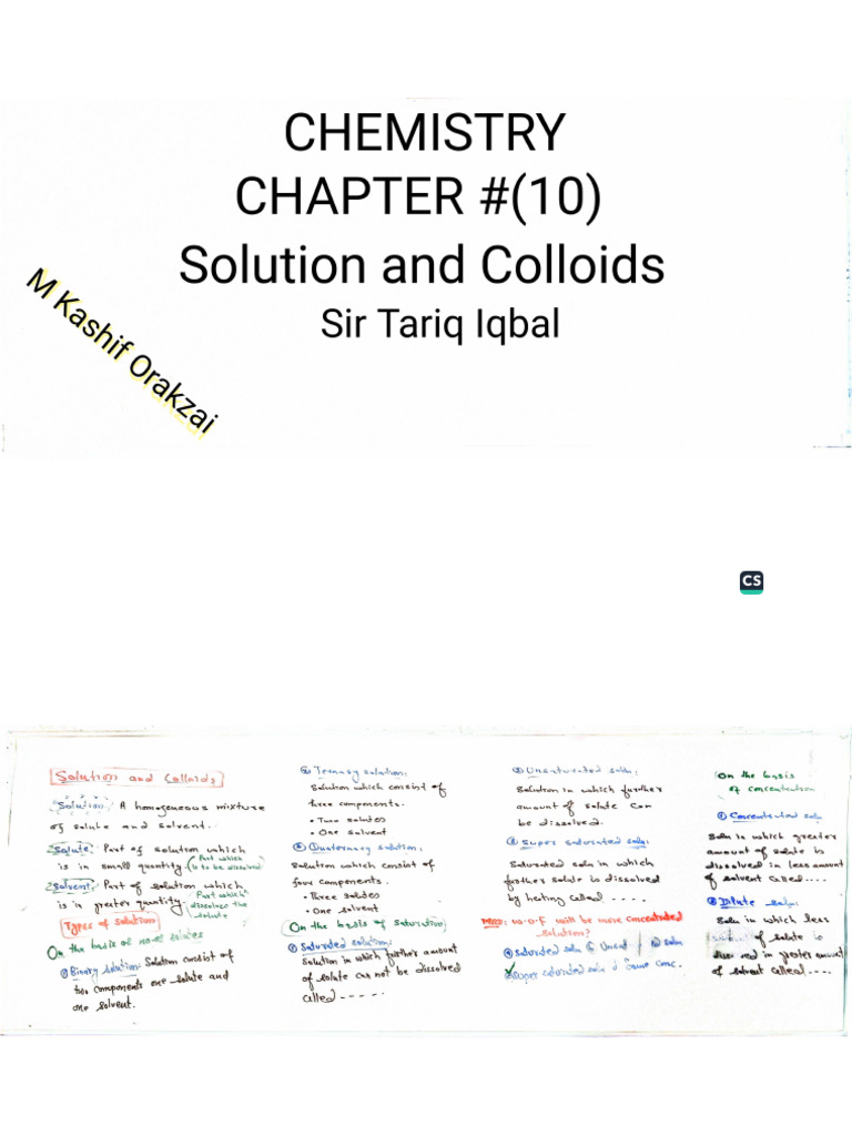 Chemistry 10 Solution and Colloids | PDF