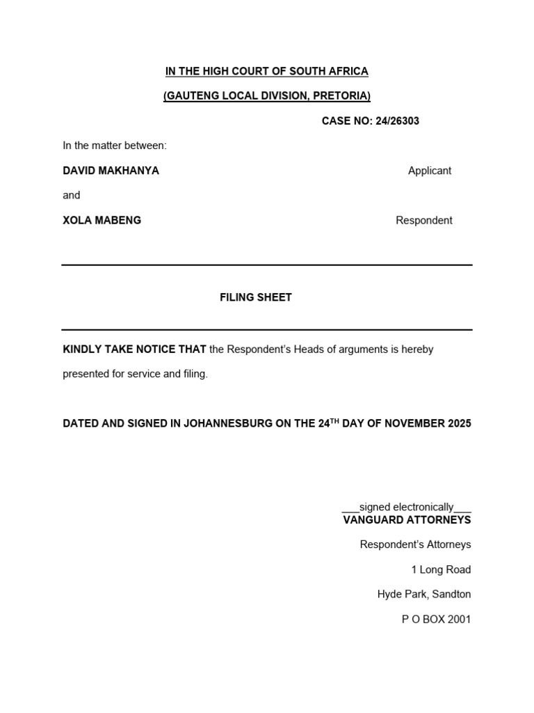 Respondent’s Heads of Arguments XOLA | PDF | Estoppel | Justice
