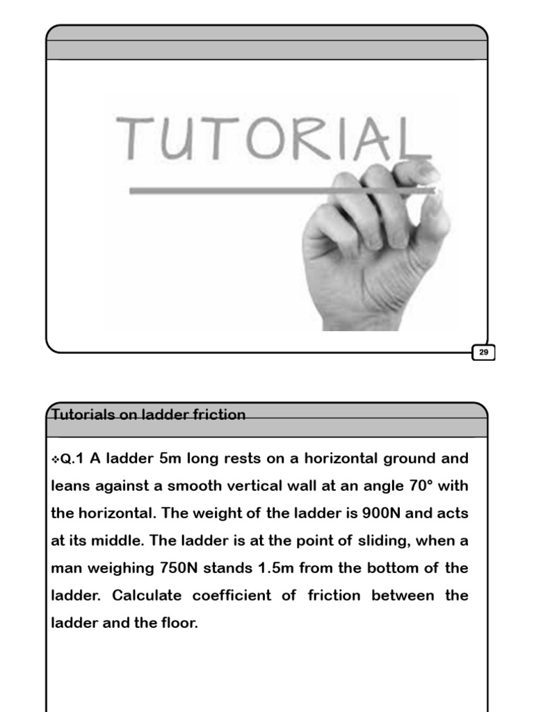 Tutorial Friction - Ladder and Block | PDF | Friction | Ladder