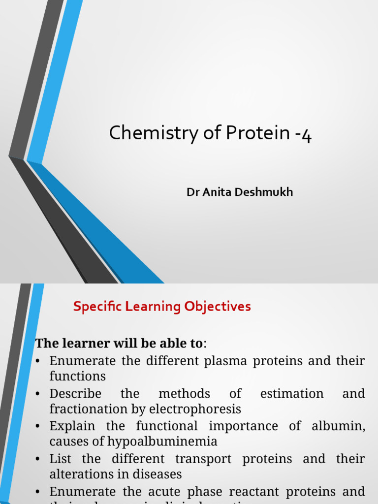 Chemistry of Protein-4 MBBS | PDF | Blood Plasma | Medical Specialties