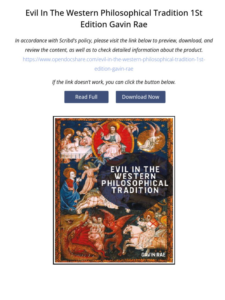 Evil in the Western Philosophical Tradition 1st Edition Gavin Rae | PDF ...