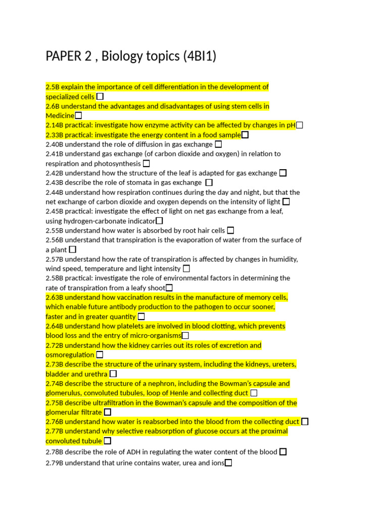 Edexcel IGCSE Physics triple topic checklist | PDF | Biology | Biochemistry