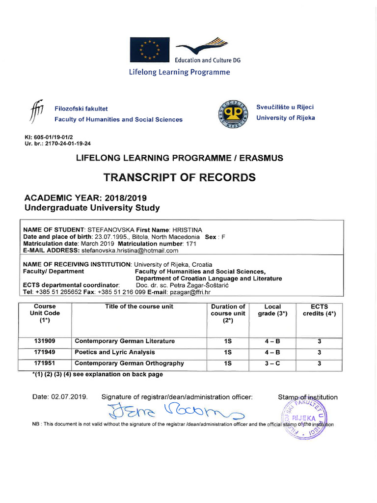 Transcript of Records 1 | PDF