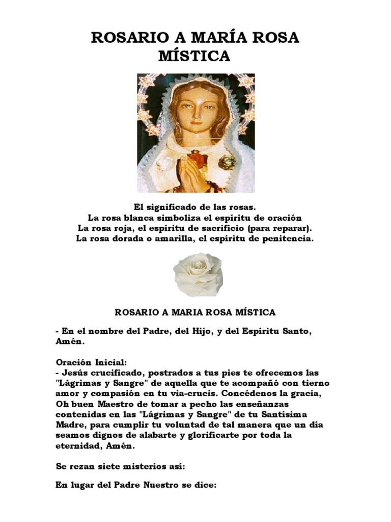 Rosario A María Rosa Mística | PDF | María, madre de Jesús | Rosario