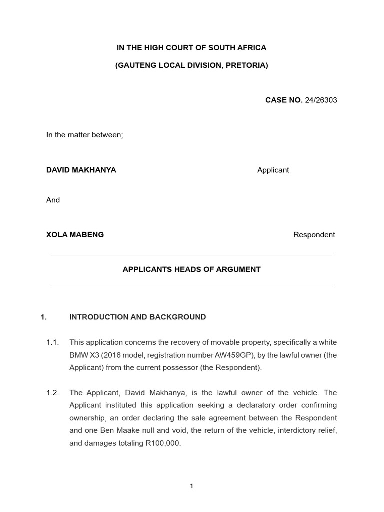 Applicants Heads of Argument - Tenth Element_055433 | PDF | Estoppel ...