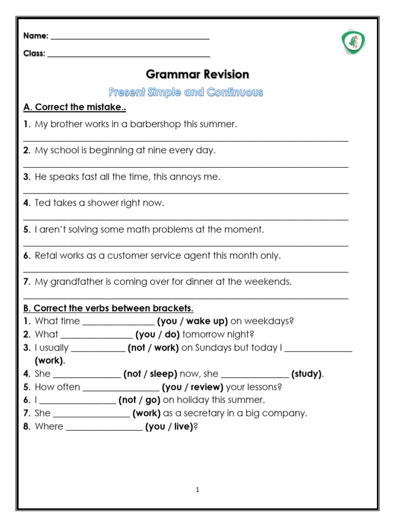 Grammar Revision: Tenses and Forms | PDF