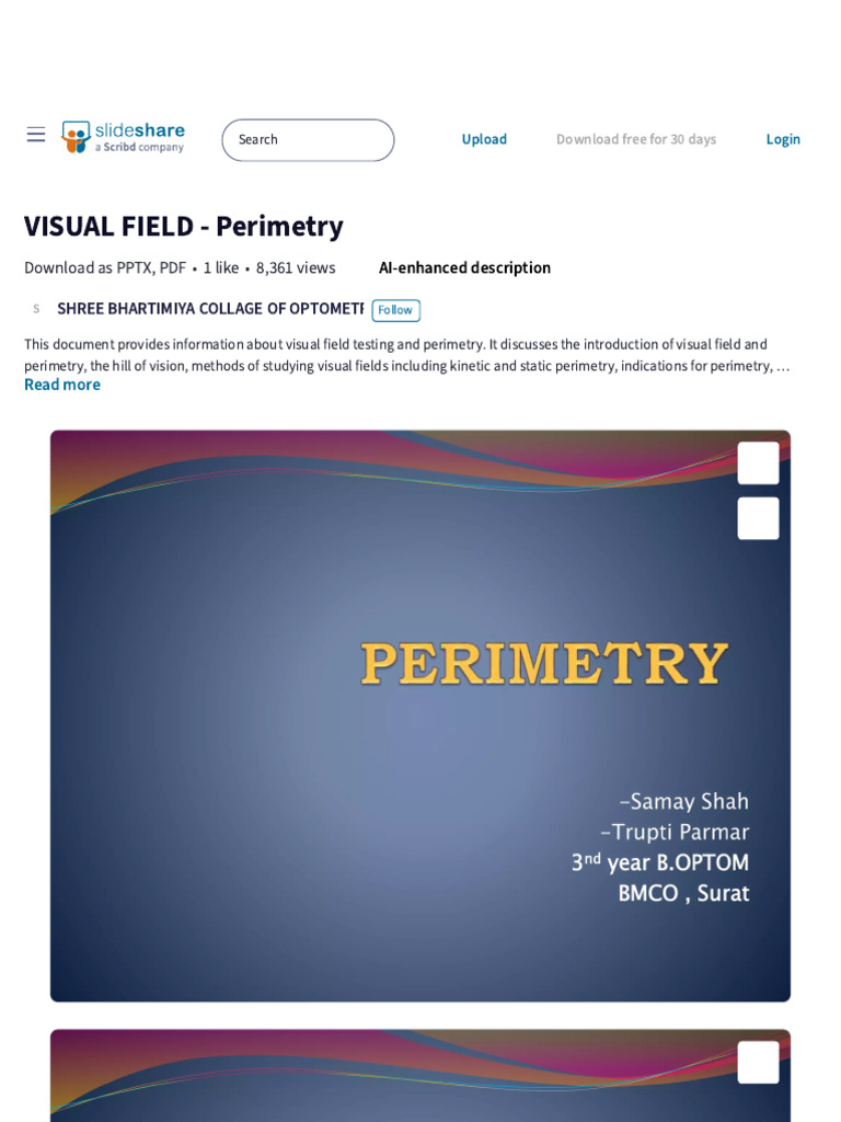 Visual Field - Perimetry _ Pptx | PDF | Sensitivity And Specificity ...