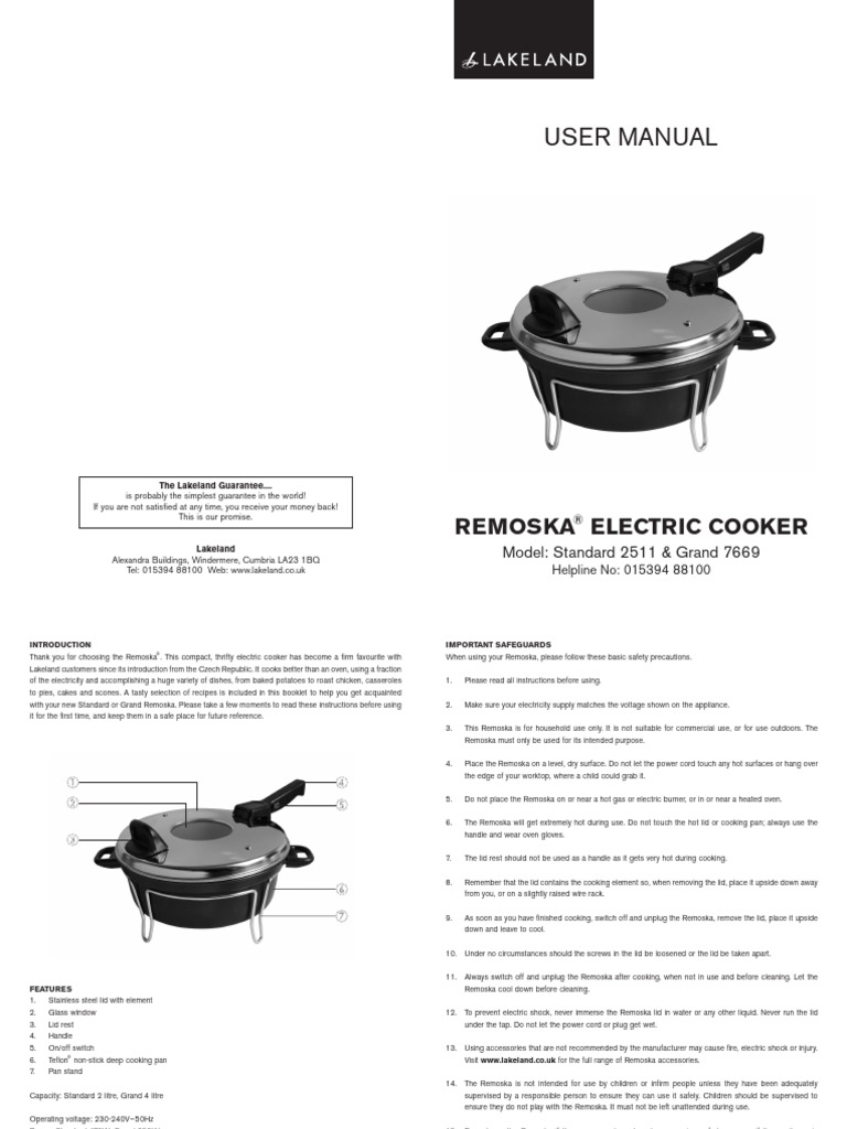 Remoska Instructions 2511 | PDF | Cookware And Bakeware | Baking