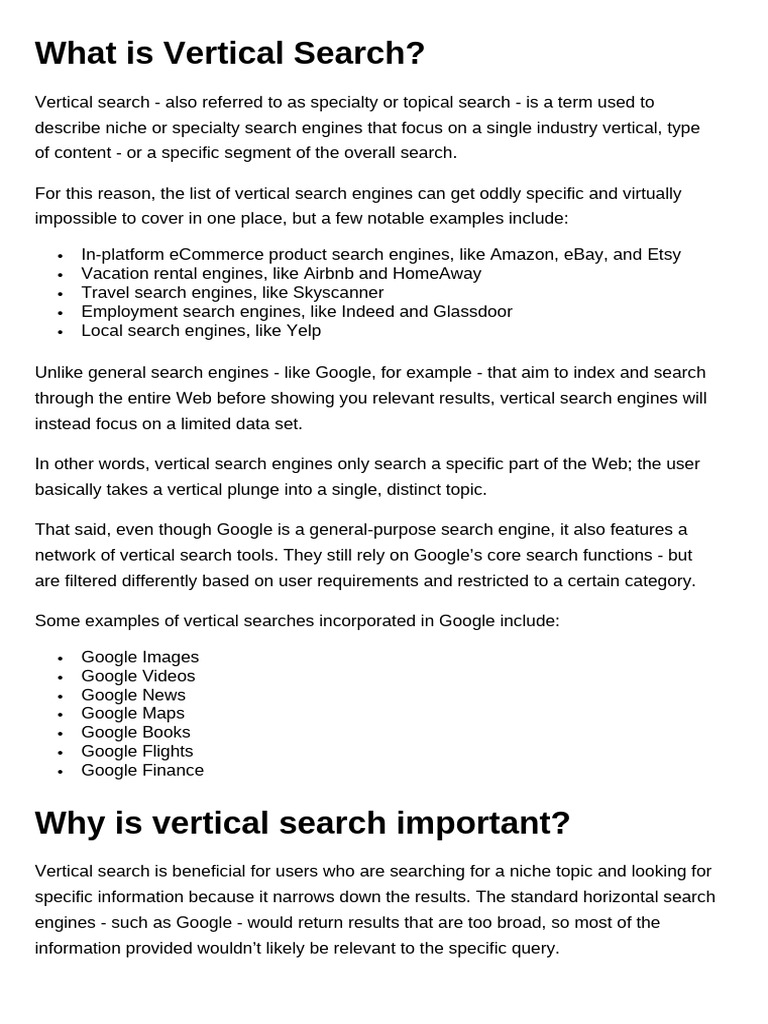 Understanding Vertical Search Engines | PDF | Web 2.0 | Search Engine ...