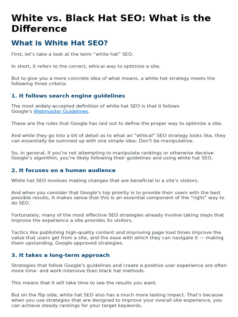 White vs Black Hat | PDF | Search Engine Optimization | Digital Marketing
