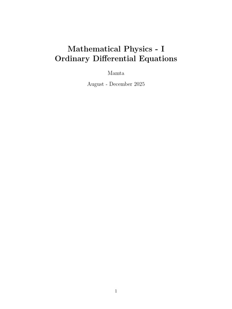 md_MP1_Lec_ode | PDF | Ordinary Differential Equation | Differential ...