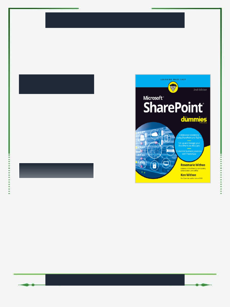 SHAREPOINT FOR DUMMIES 2nd Edition Ken Withee newest ebook edition 2025 ...