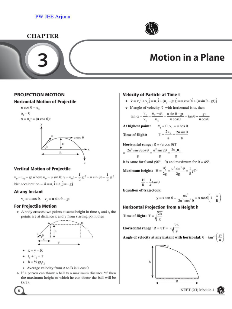 Motion in a Plane - Short Notes(1) | PDF