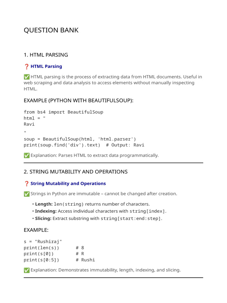 Clean Academic Question Bank | PDF | String (Computer Science) | Parsing