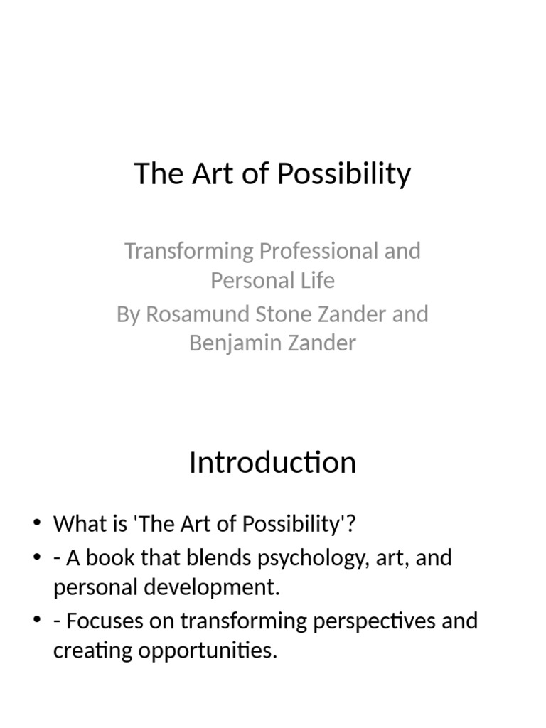 The Art of Possibility Presentation | PDF