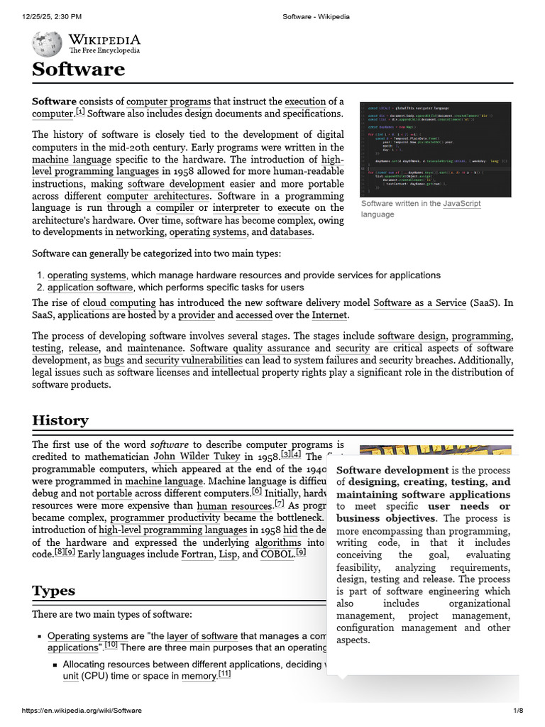 Software - Wikipedia | PDF | Software | Source Code