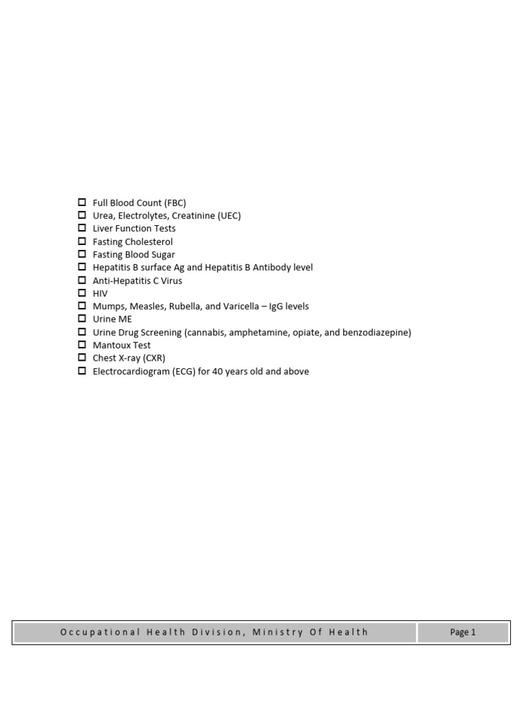Pre-Employment Health Tests for Expatriates | PDF