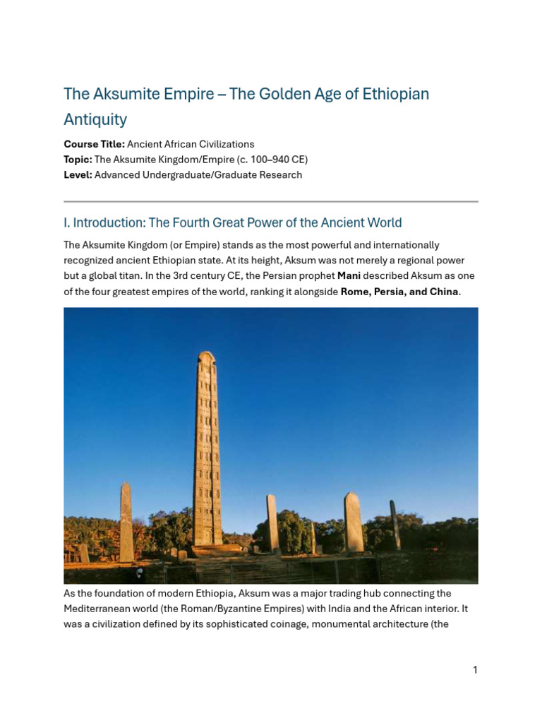 Aksumite Empire: Ethiopia's Ancient Power | PDF | Ethiopia
