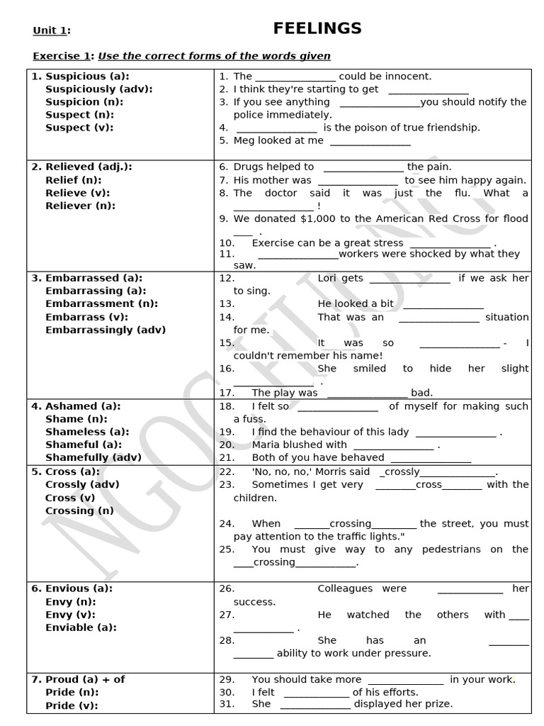 UNIT 1- FEELINGS - STUDENTS | PDF | Anger | Emotions