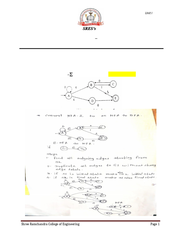 Toc Unit I | PDF | Digital Electronics | Formal Methods