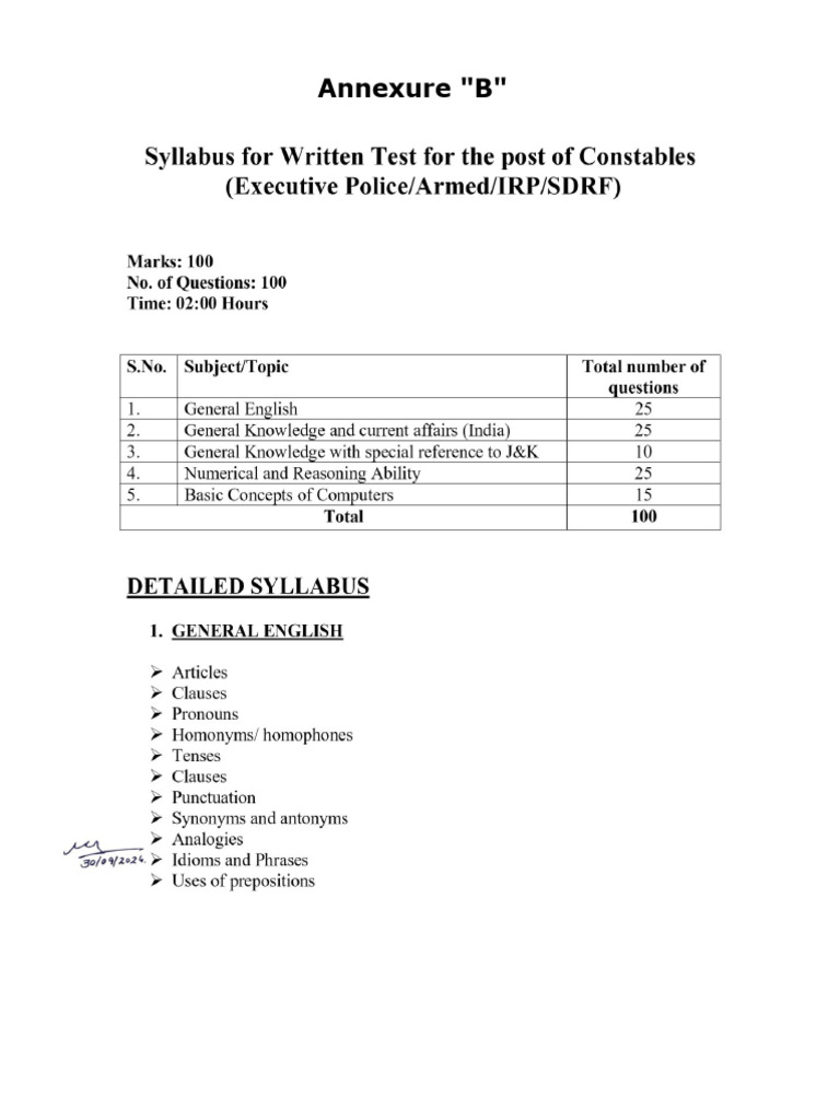 Constable Syllabus | PDF