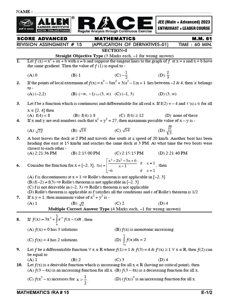 GRP RA #15 | PDF | Mathematical Analysis