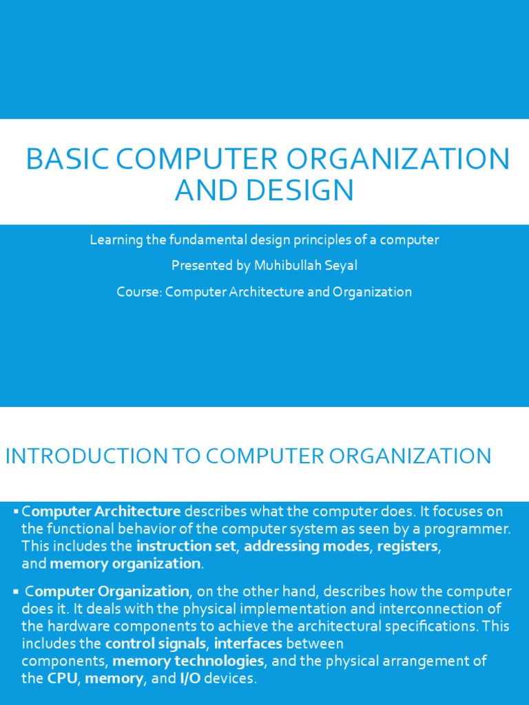 Basic Computer Organization and Design W3.Pptx-1 | PDF | Computer Data ...