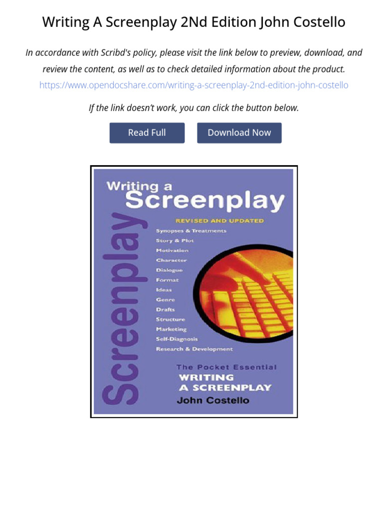 Writing a Screenplay 2nd Edition John Costello | PDF