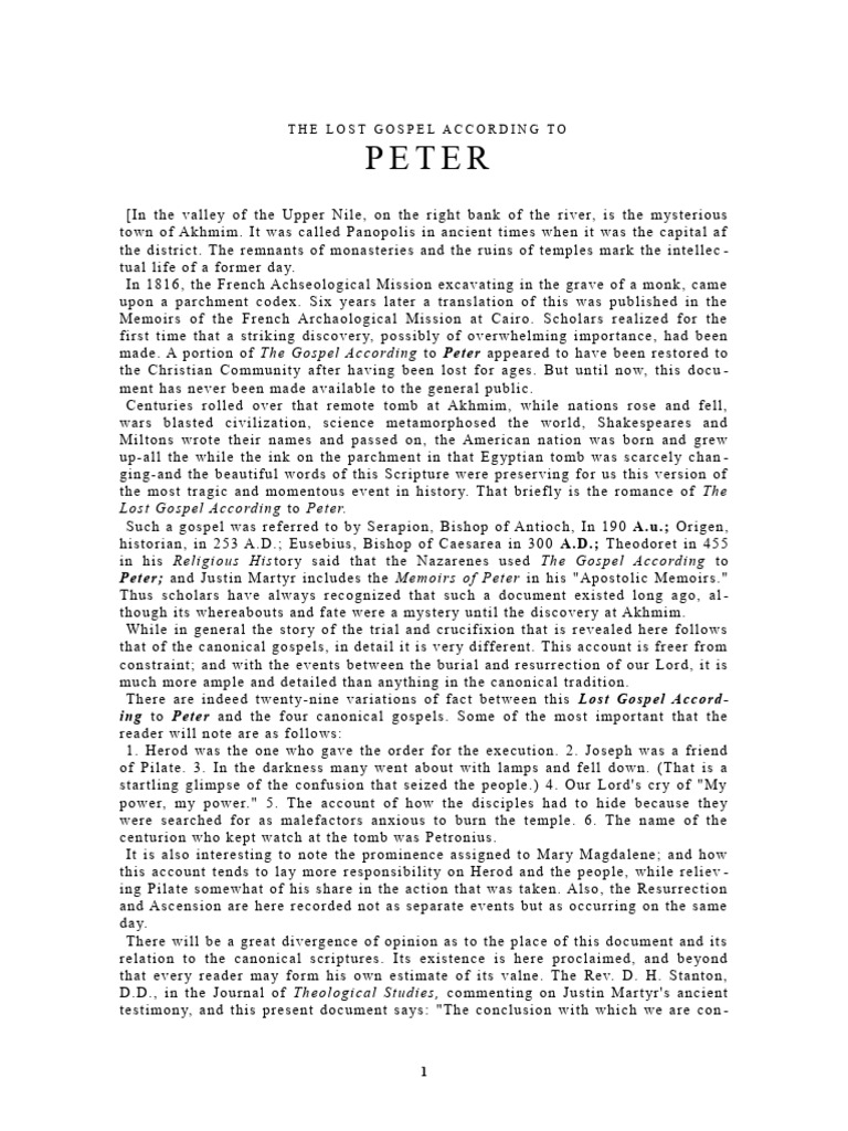 The Lost Gospel of Peter Explained | PDF | Pontius Pilate | Jesus