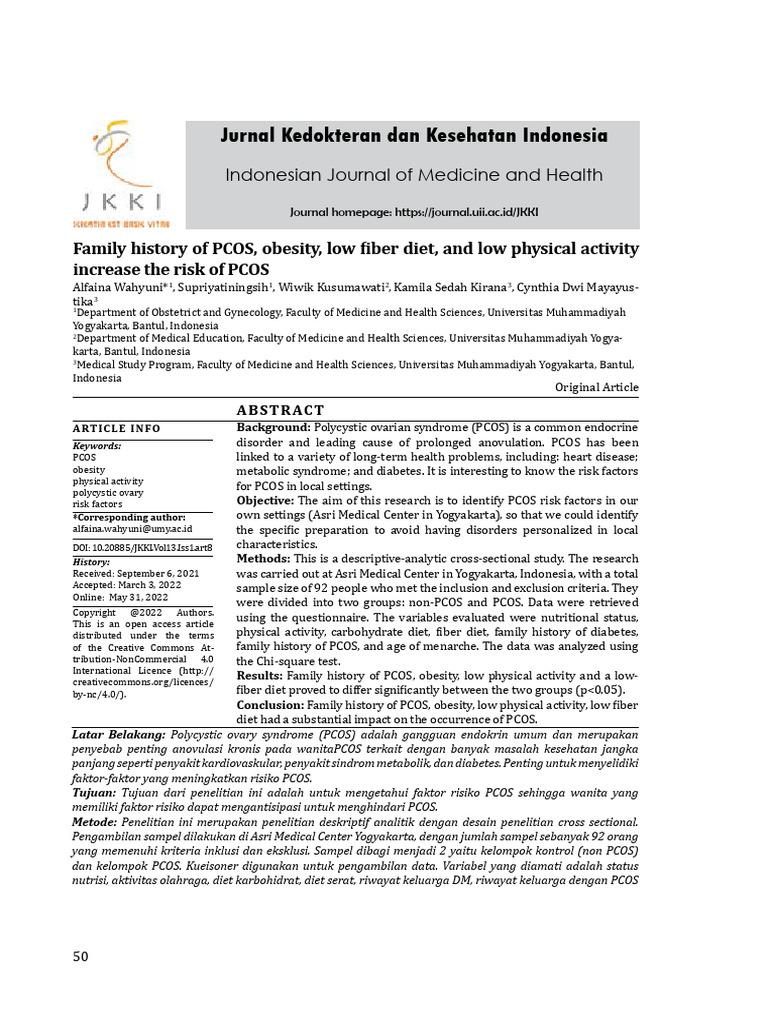 Family History of PCOS Obesity Low Fiber | PDF | Polycystic Ovary ...