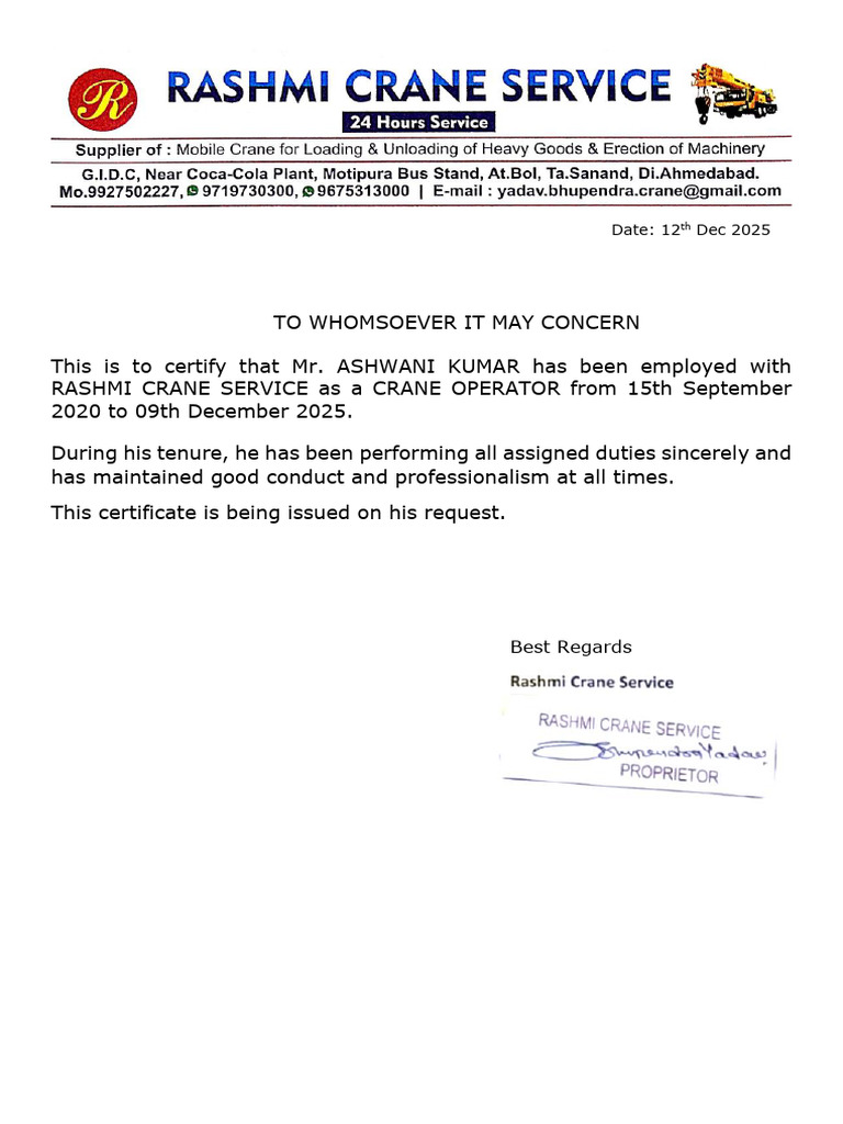 Exp Letter Ashwani | PDF