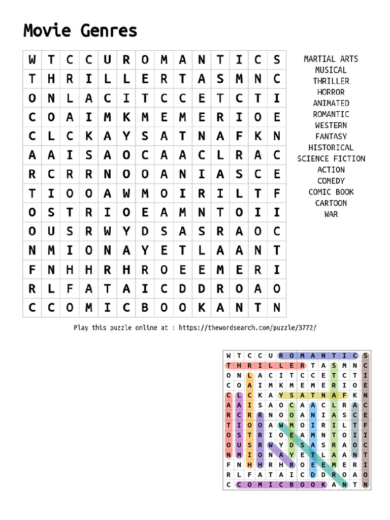 Thewordsearch Com Movie Genres 3772 | PDF