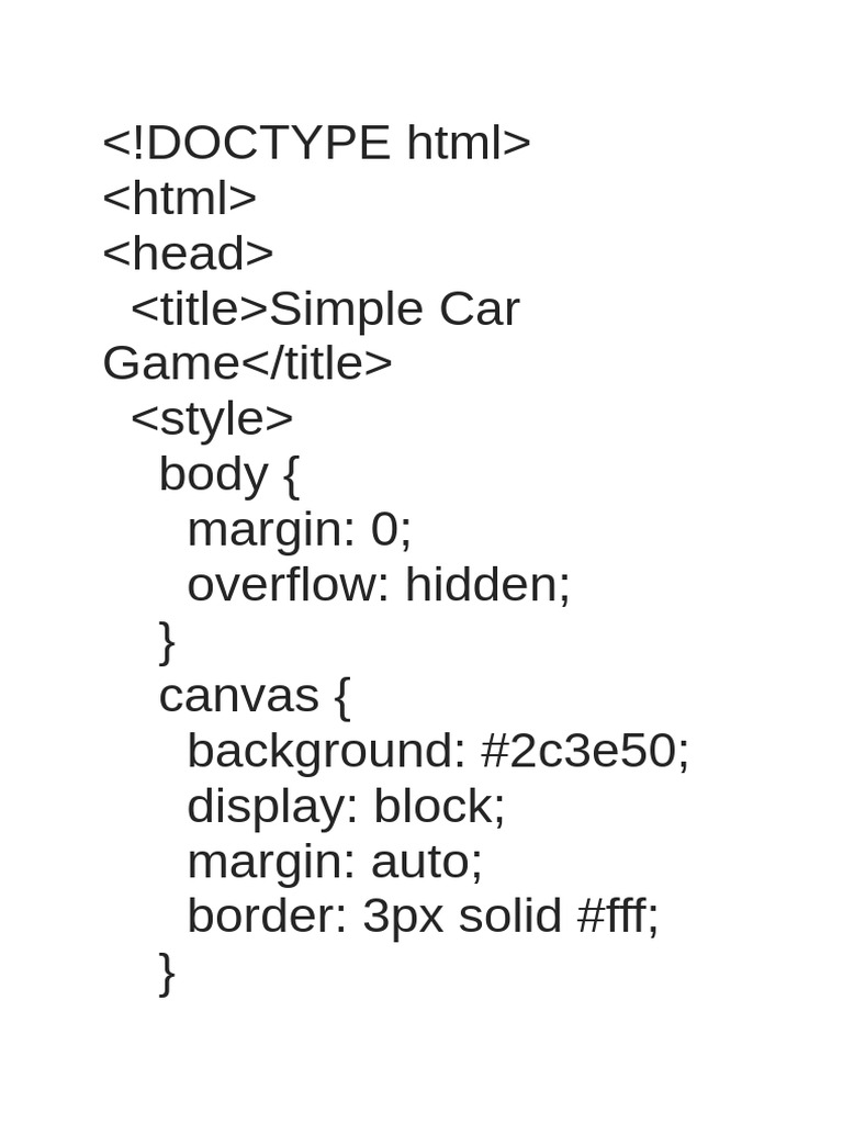 Simple Car Game in HTML Canvas | PDF
