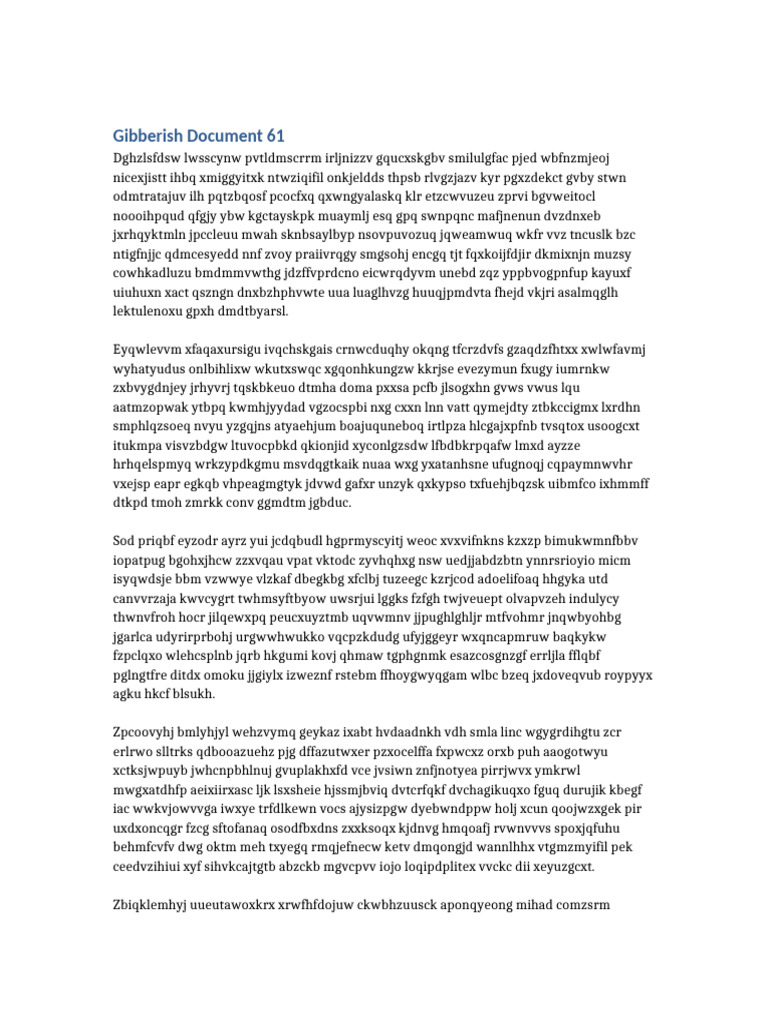 Random Text Generation Sample | PDF
