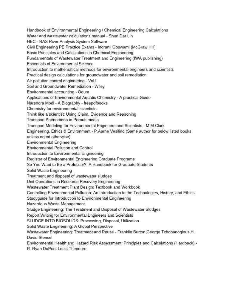 Environmental Engineering Resource Guide | PDF