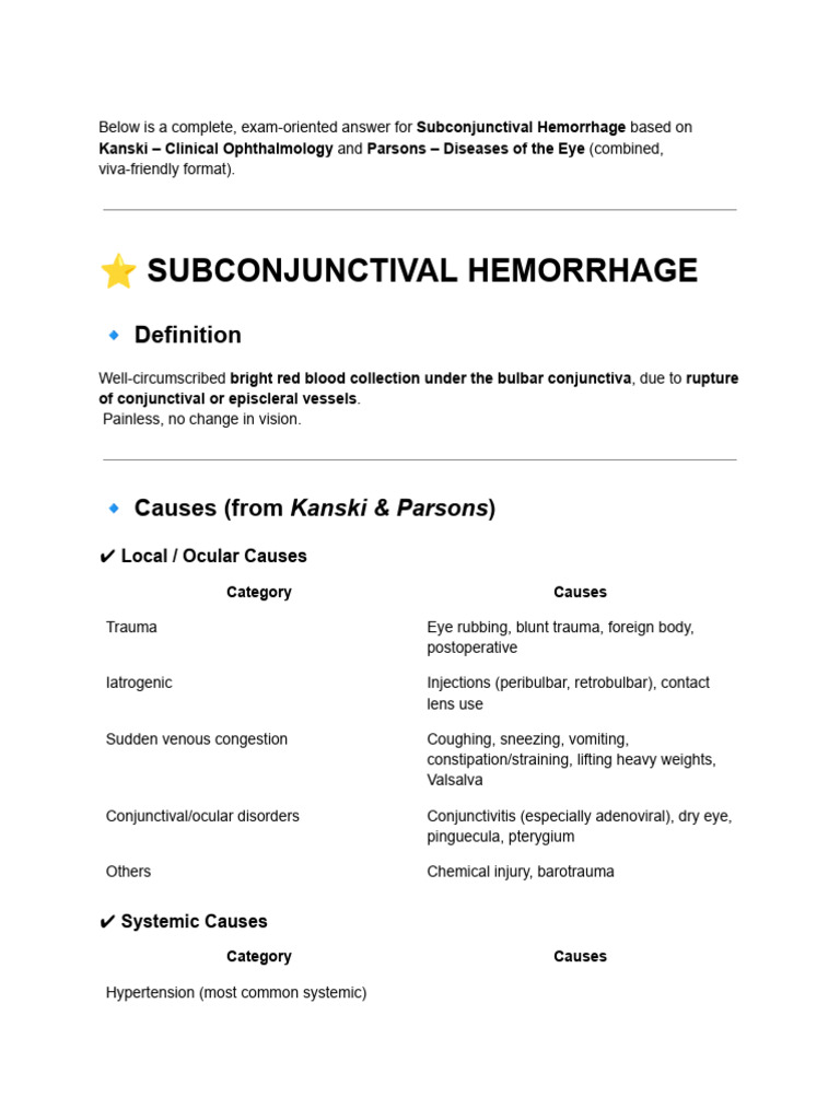 Subconjunctival Hemorrhage Overview | PDF | Bleeding | Hypertension