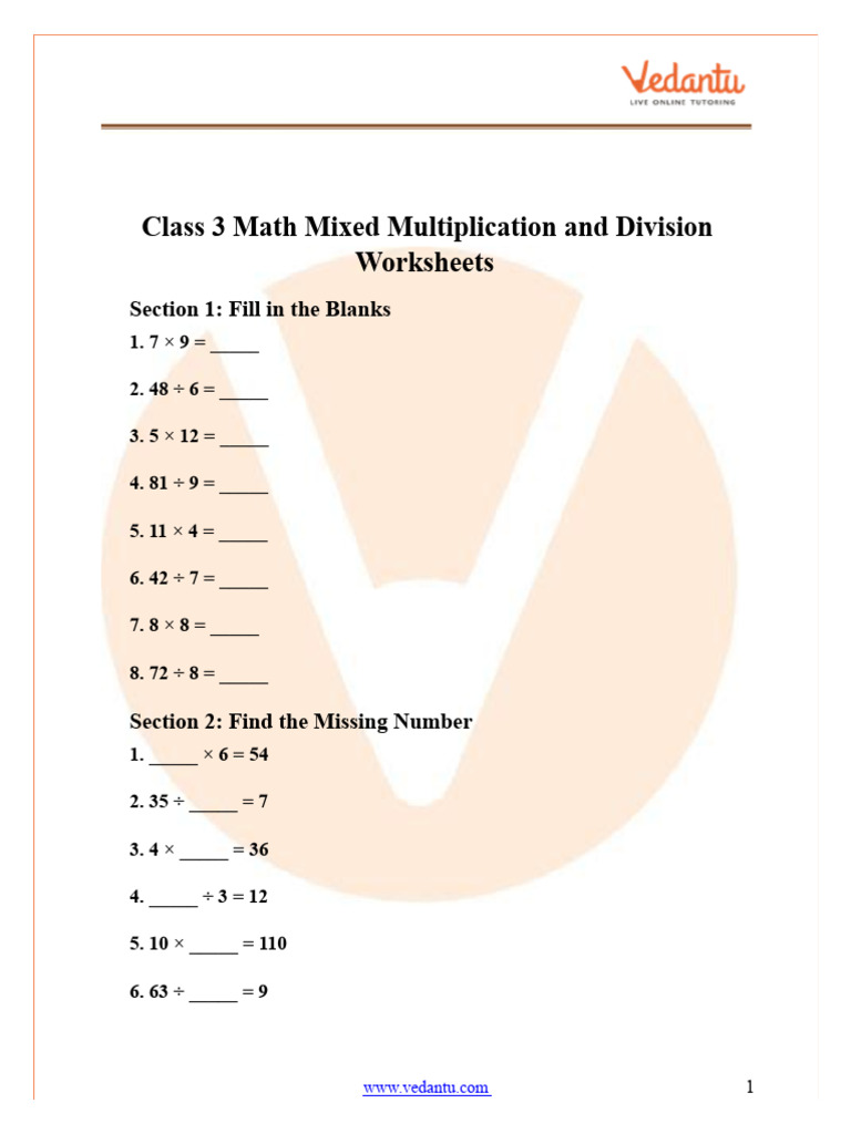 Mixed Multiplication and Division Facts Worksheets PDF | PDF | Chess ...