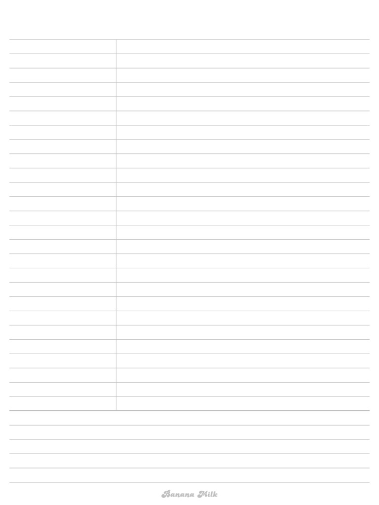 The Banana Milk Paper Templates - Cornell Lined Paper Ver 2 | PDF