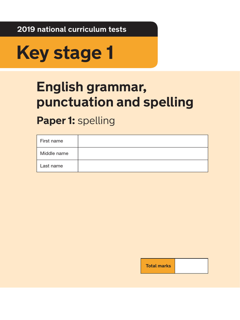 2019 KS1 English GPS Paper 1 Spelling | PDF | Copyright