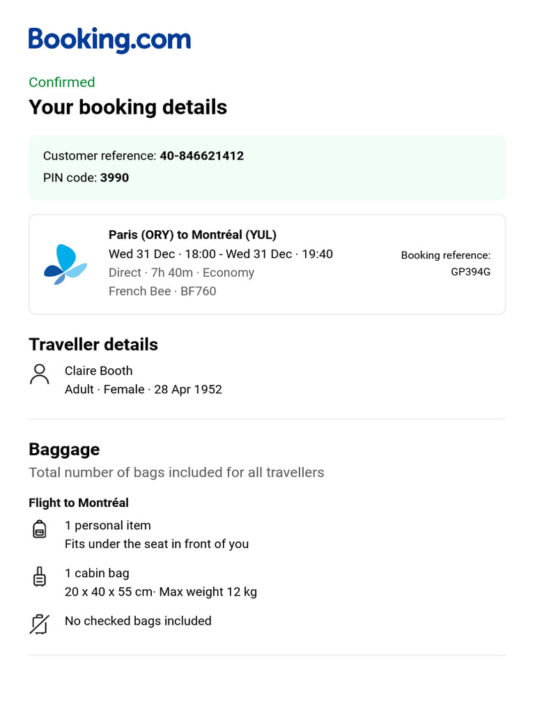 40 846621412 Flight Booking Details | PDF
