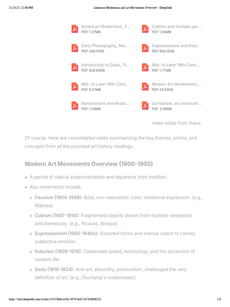 American Modernism and Art Movements Overview - DeepSeek | PDF ...