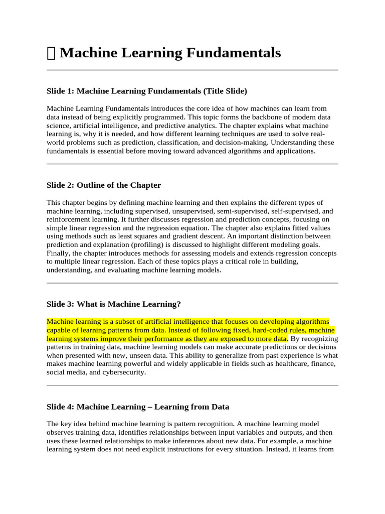 Machine Learning Basics Explained | PDF | Errors And Residuals ...