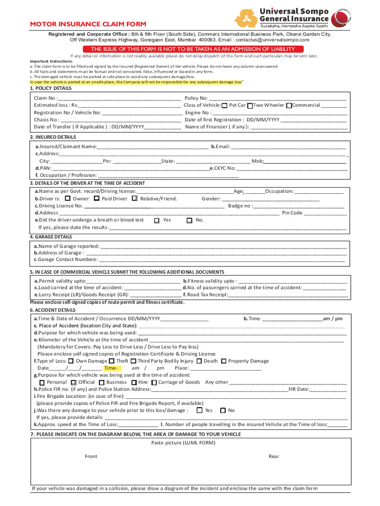 Claim Form Universal New | PDF | Driver's License | Cheque
