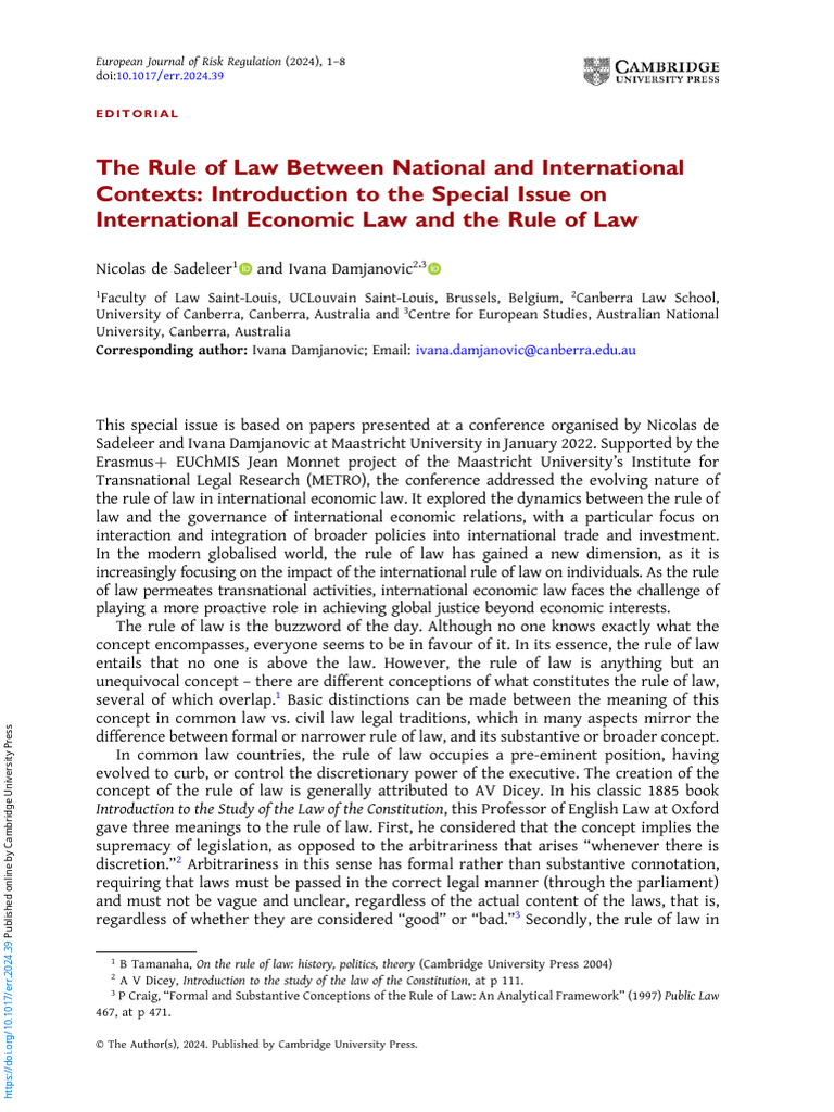 Rule of Law in International Economic Law | PDF | Rule Of Law ...