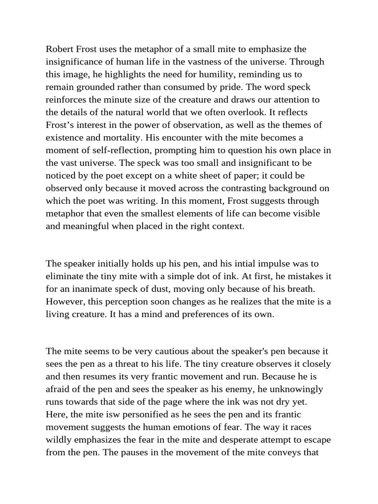 The Considerable Speck Poem | PDF | Metaphor | Psychology