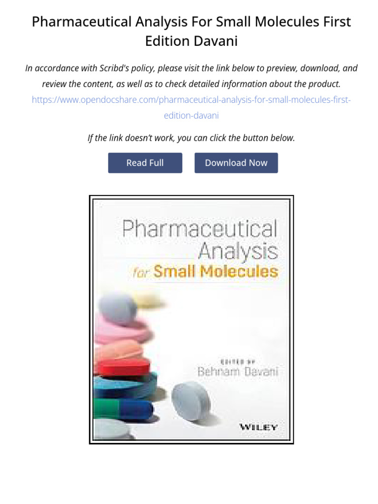 Pharmaceutical analysis for small molecules First Edition Davani | PDF